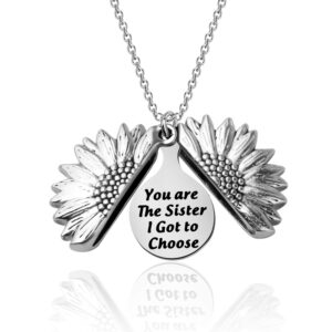 lqri sister gift from sister best friend sunflower necklace you are the sister i got to choose sunflower pendent necklace（silver