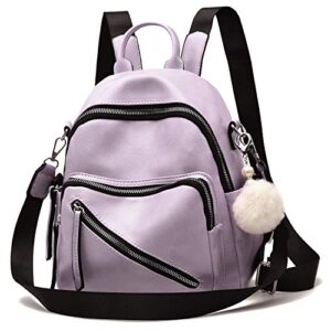 women cute mini leather backpacks, convertible shoulder bag casual holiday small rucksack, purple