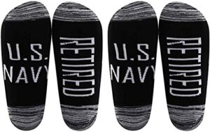 levlo navy retirement gift us navy retired socks military gift for husband father veteran gift (2 pairs/set- ankle -1)