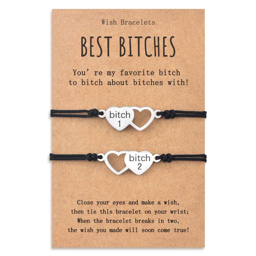 MANVEN Best Bitches2 Bracelet Best Friend Matching Friendship Bracelets Inspirational Gifts for Women Girls Sisters