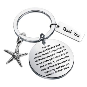 bauna starfish keychain never underestimate the valuable and important difference you make social worker thank you gift volunteers jewelry (starfish keychain)