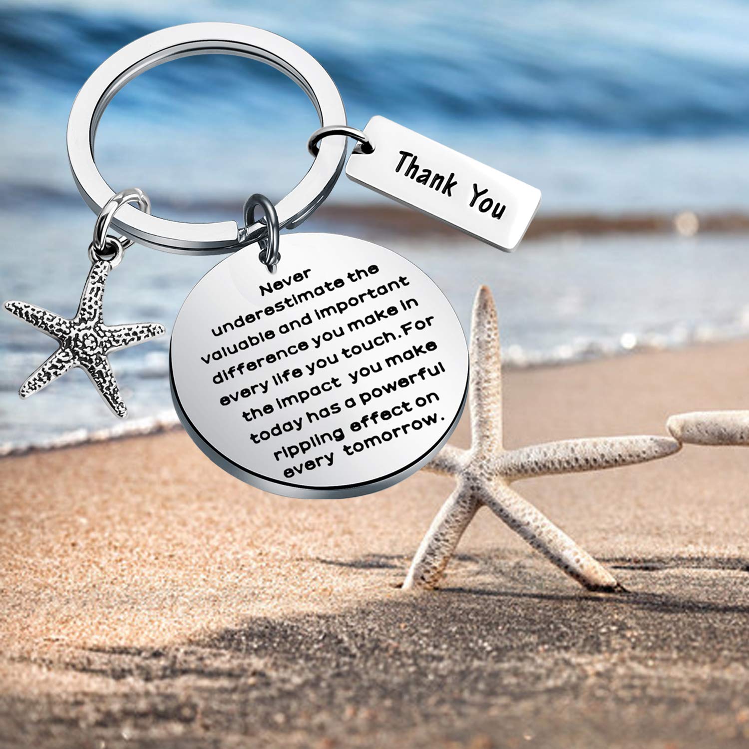 BAUNA Starfish Keychain Never Underestimate The Valuable And Important Difference You Make Social Worker Thank You Gift Volunteers Jewelry (Starfish Keychain)