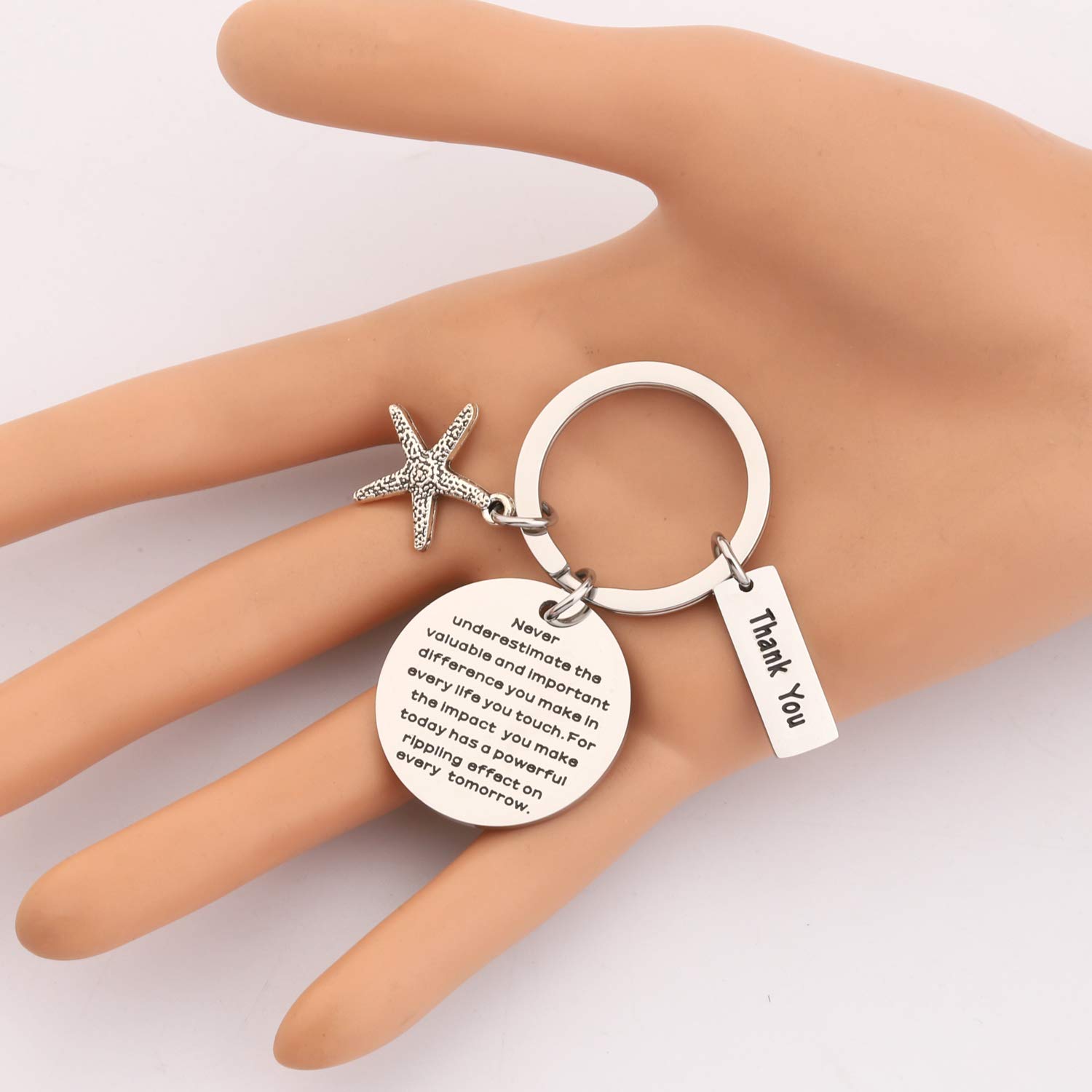 BAUNA Starfish Keychain Never Underestimate The Valuable And Important Difference You Make Social Worker Thank You Gift Volunteers Jewelry (Starfish Keychain)