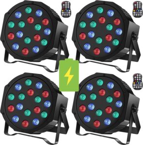 u`king rechargeable par lights wireless 18 rgb stage lighting battery powered uplights dmx control uplighting for wedding dj disco show church(4 pack)