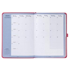 Busy B Perfect Planner A5 Week to View Diary January to December 2021 - Pink Faux Leather Week to View Planner with Stickers & Tear-Out Lists