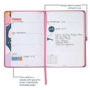 Busy B Perfect Planner A5 Week to View Diary January to December 2021 - Pink Faux Leather Week to View Planner with Stickers & Tear-Out Lists