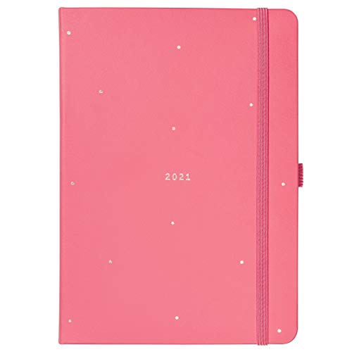 Busy B Perfect Planner A5 Week to View Diary January to December 2021 - Pink Faux Leather Week to View Planner with Stickers & Tear-Out Lists