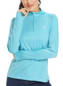 willit women's upf 50+ sun protection shirt spf long sleeve lightweight half-zip golf outdoor shirt quick dry rash guard blue l