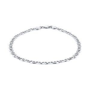 pori jewelers 925 sterling silver 4.5mm mariner chain link anklet - available in silver or yellow (silver, 11)