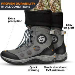 Foxelli Wading Boots – Lightweight Wading Boots for Men, Rubber Sole Wading Shoes, Fly Fishing Boots Grey