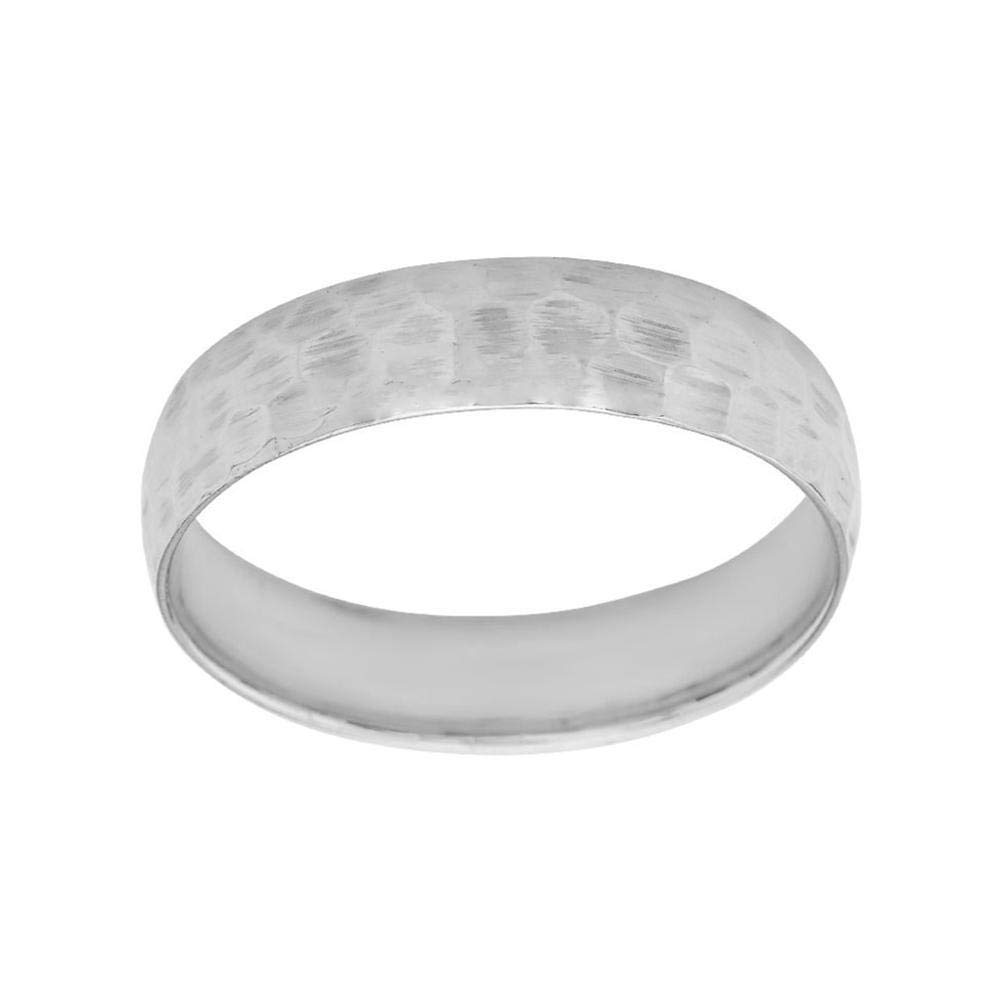 Solid 10k White Gold Hammered 4mm Wedding Band Ring (Size 15.5)