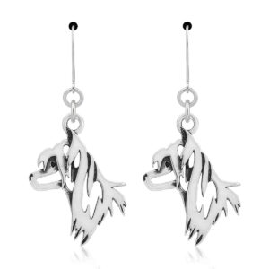 sterling silver chinese crested earrings, head