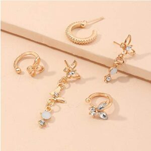 Cathercing Butterfly Earrings Set for Women Girls Butterfly Ear Cuff Earrings Huggie Small Dangle Hoops Hypoallergenic Earrings Lightweight Earrings Modern Jewelry Daily for Gift