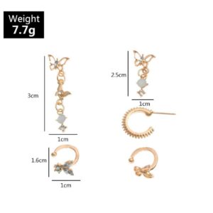 Cathercing Butterfly Earrings Set for Women Girls Butterfly Ear Cuff Earrings Huggie Small Dangle Hoops Hypoallergenic Earrings Lightweight Earrings Modern Jewelry Daily for Gift