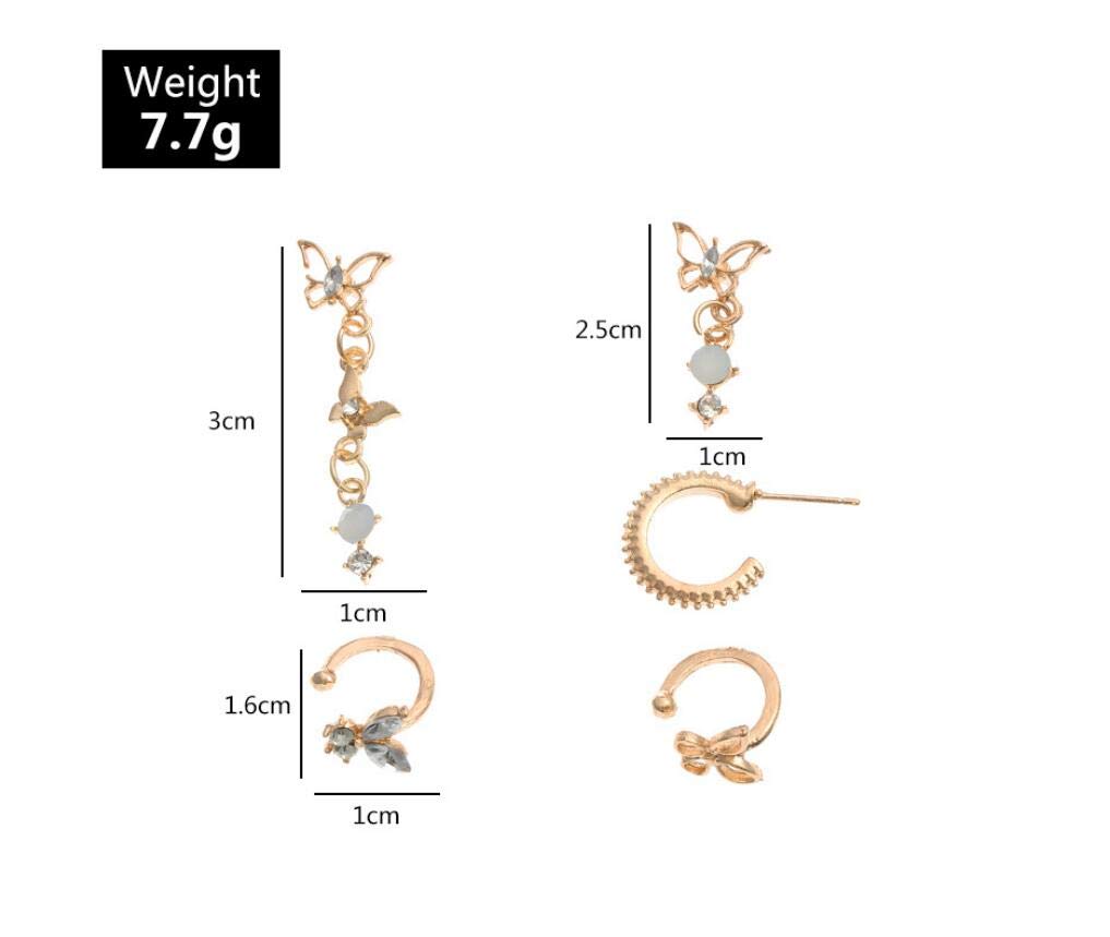 Cathercing Butterfly Earrings Set for Women Girls Butterfly Ear Cuff Earrings Huggie Small Dangle Hoops Hypoallergenic Earrings Lightweight Earrings Modern Jewelry Daily for Gift