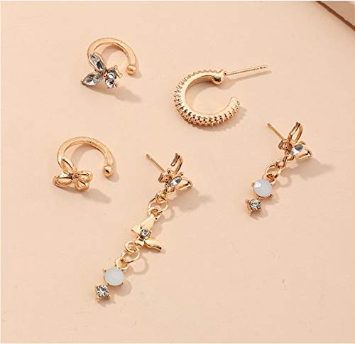 Cathercing Butterfly Earrings Set for Women Girls Butterfly Ear Cuff Earrings Huggie Small Dangle Hoops Hypoallergenic Earrings Lightweight Earrings Modern Jewelry Daily for Gift