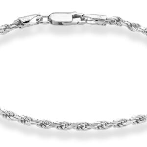 Miabella 925 Sterling Silver Italian 2mm, 3mm Diamond-Cut Braided Rope Chain Anklet Ankle Bracelet for Women, Made in Italy (3mm, Length 10 Inches)