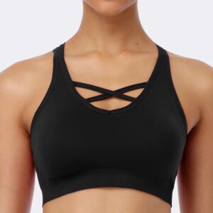 ANGOOL Strappy Sports Bras for Women - Medium Support Wirefree Yoga Bra Activewear 3 Pack