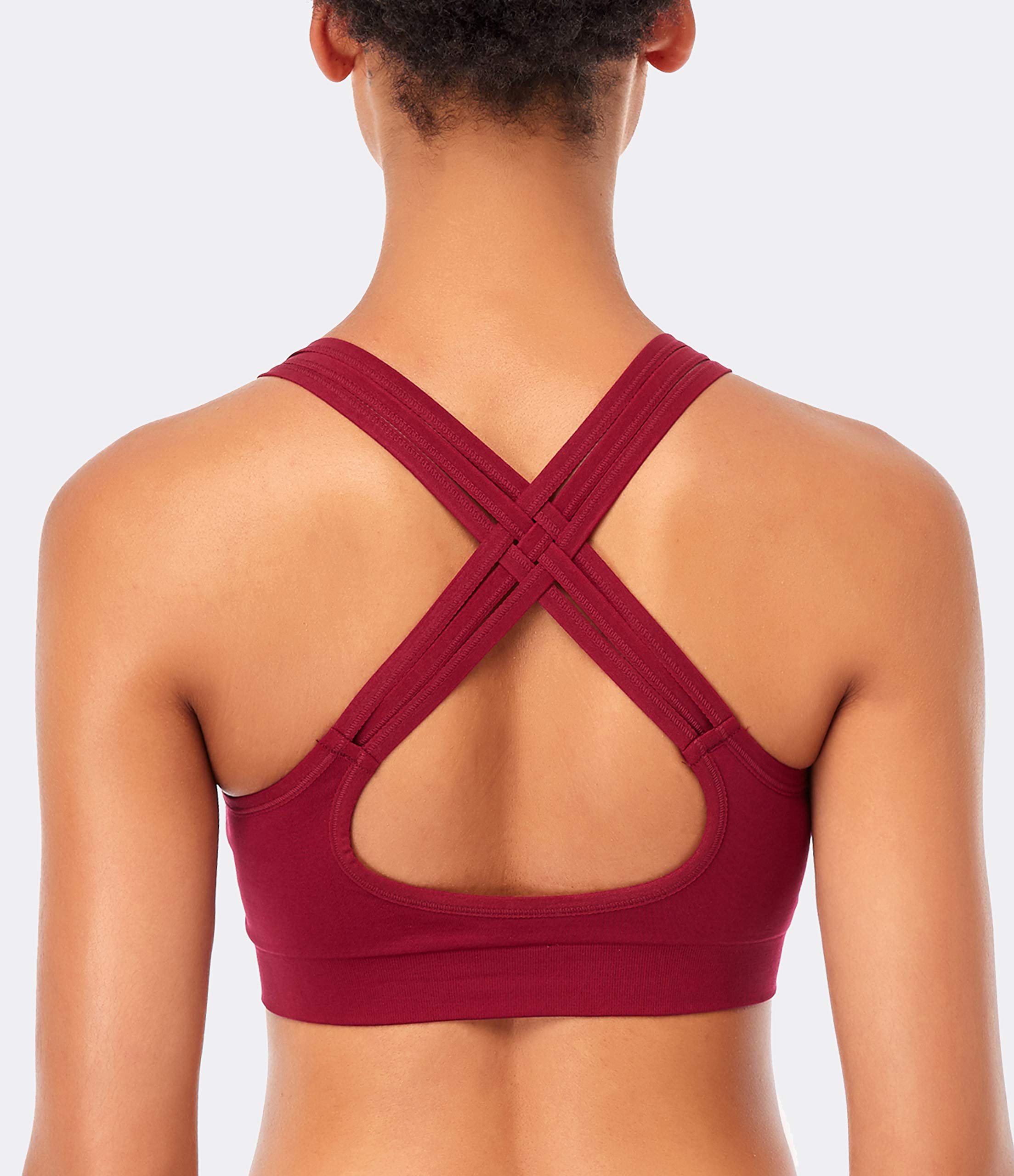 ANGOOL Strappy Sports Bras for Women - Medium Support Wirefree Yoga Bra Activewear 3 Pack