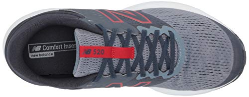 New Balance Men's 520 V7 Running Shoe, Grey/Red, 12