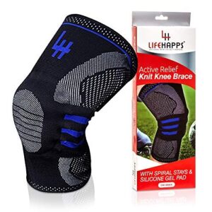 active relief knee brace by lifehapps - patella knee support compression sleeve with side stabilizers for arthritis joint pain, meniscus tears, acl, mcl injuries, exercise, running (3xl, black)