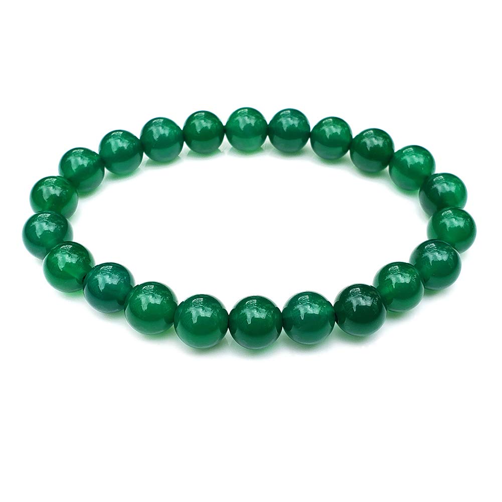 chengmu 8mm Green Agate Stretch Bracelet for Women Natural Handmade Round Beads Semi Precious Gemstone for Crystal Elastic Beaded Bracelet 7.5"