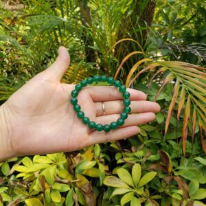 chengmu 8mm Green Agate Stretch Bracelet for Women Natural Handmade Round Beads Semi Precious Gemstone for Crystal Elastic Beaded Bracelet 7.5"