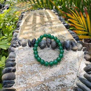 chengmu 8mm Green Agate Stretch Bracelet for Women Natural Handmade Round Beads Semi Precious Gemstone for Crystal Elastic Beaded Bracelet 7.5"