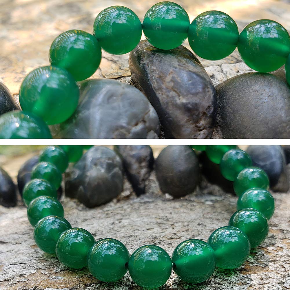 chengmu 8mm Green Agate Stretch Bracelet for Women Natural Handmade Round Beads Semi Precious Gemstone for Crystal Elastic Beaded Bracelet 7.5"