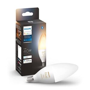 philips hue smart 40w b39 candle-shaped led bulb - white ambiance warm-to-cool white light - 1 pack - 450lm - e12 - indoor - control with hue app - works with alexa, google assistant and apple homekit