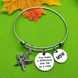 Social Worker Gift Starfish Jewelry for MSW Women Graduation Gift Appreciation Gift Jewelry Starfish Bracelet Christmas Gift Thank You Gift for Volunteer