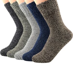 mens warm wool socks soft cozy socks for fall winter sports socks cashmere athletic crew socks for men 5 pack solid color 1