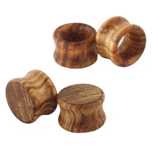 pair vintage brown natural wood double flared ear tunnels expander plugs stretcher (8mm=0g)