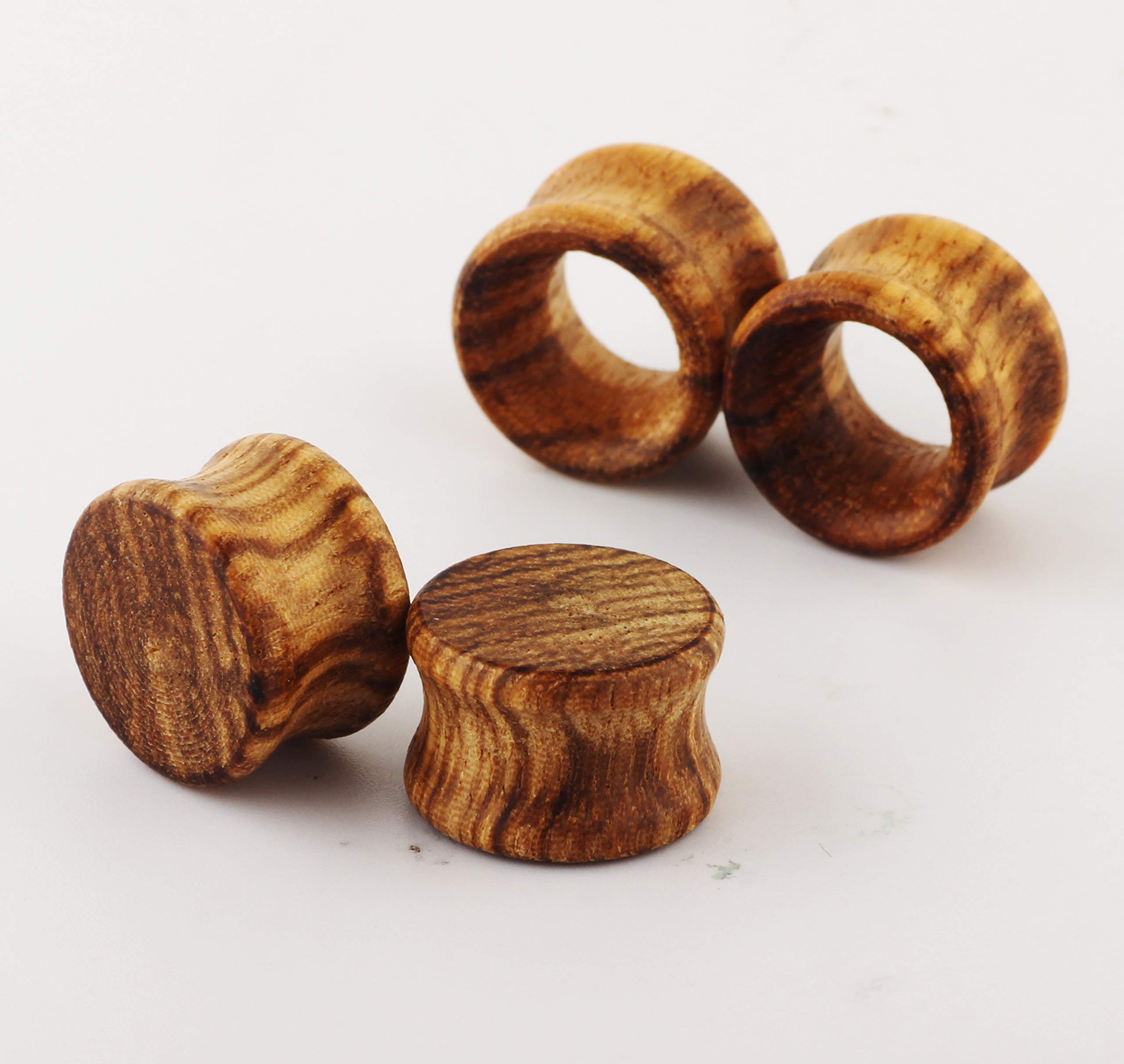 Pair Vintage Brown Natural Wood Double Flared Ear Tunnels Expander Plugs Stretcher (8mm=0g)