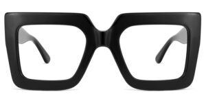 zeelool stylish acetate thick oversized square eyeglasses frame for women with non-prescription clear lens brandon vfp0306-02 black