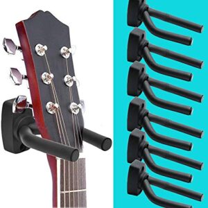 guitar wall hangers, 6 pack wall mount guitar holders, bass acoustic electric guitar display stands wall hooks for string instruments mandolins banjos ukuleles, guitar accessories, easy to install