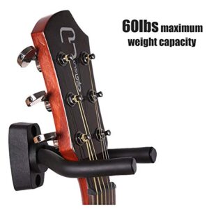 Guitar Wall Hangers, 6 Pack Wall Mount Guitar Holders, Bass Acoustic Electric Guitar Display Stands Wall Hooks for String Instruments Mandolins Banjos Ukuleles, Guitar Accessories, Easy to Install