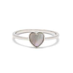 pura vida silver heart of pearl ring - mother of pearl, brass base band - size 7