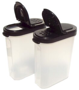 tupperware modular mates spice shakers set of 2 black seals 1 cup capacity