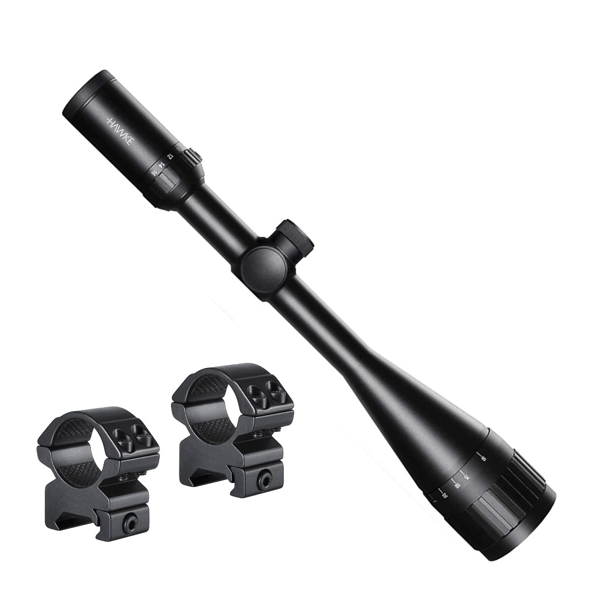 Hawke Sport Optics 4-16x50 Vantage AO Riflescope with Mil Dot IR Illuminated Reticle and 2-Piece Rings Bundle (2 Items)