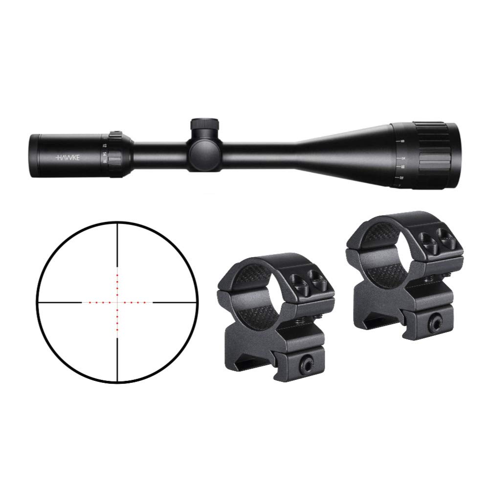 Hawke Sport Optics 4-16x50 Vantage AO Riflescope with Mil Dot IR Illuminated Reticle and 2-Piece Rings Bundle (2 Items)