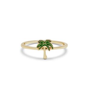 pura vida gold-plated paradise palms ring - .925 sterling silver band - size 7