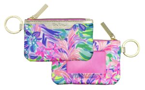 lilly pulitzer id holder wallet, keychain wallet with zip close, cute card and id case for women, it was all a dream