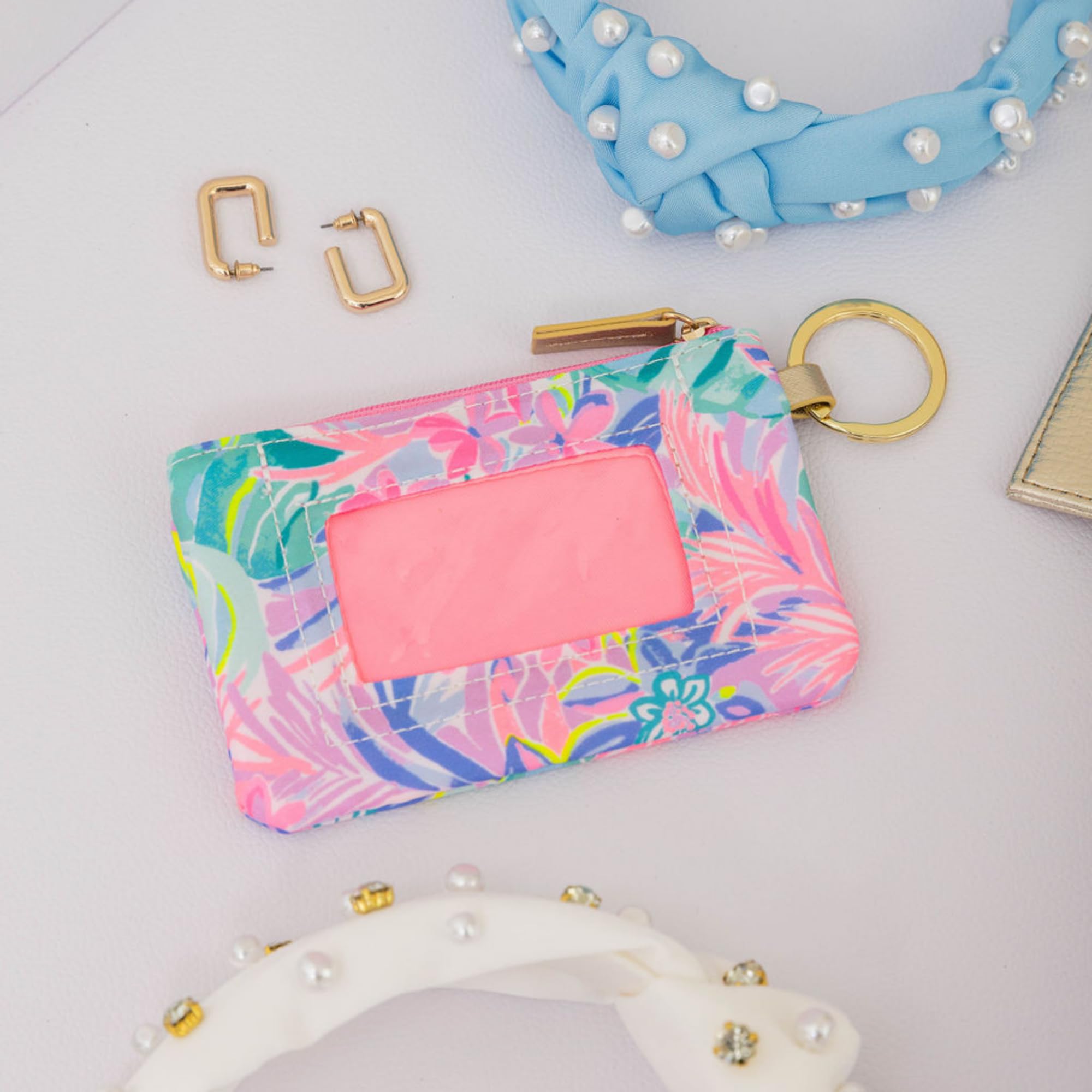 Lilly Pulitzer ID Holder Wallet, Keychain Wallet with Zip Close, Cute Card and ID Case for Women, It Was All A Dream