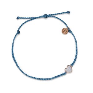 pura vida rose gold heart of pearl anklet - adjustable, waterproof - dusty blue