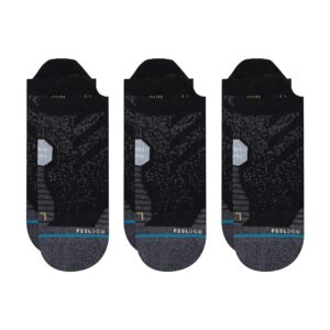 stance run tab st socks [3 pack] (large, black)