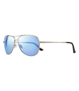 revo sunglasses relay petite: women's polarized lens with small metal aviator frame, gold frame with blue water lens