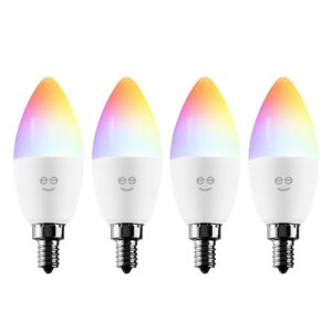 prisma plus e12 b11 candle wi-fi smart bulb - 40w color and tunable white smart (4-pack)