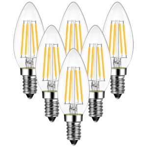 anwio b11 led filament bulb e12 candelabra medium base 2700k warm white, 5.5w(60w equivalent) 500 lumens non-dimmable decorative candle light bulb, pack of 6