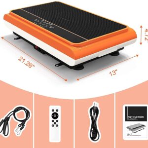 Natini Vibration Plate Exercise Machine Whole Body Vibration Platform Machine with Pilates Bar Resistance Bands for Home Fitness Training Equipment & Weight Loss (Orange)